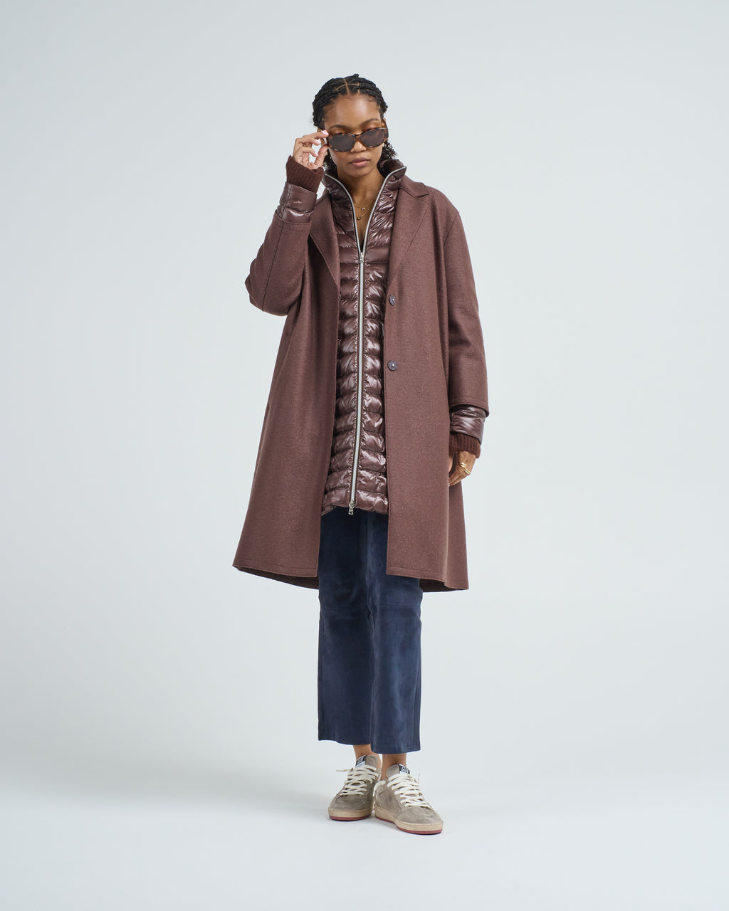 Herno Felted Wool And Nylon Ultralight 3 In 1 Coat Raisin – scarpa