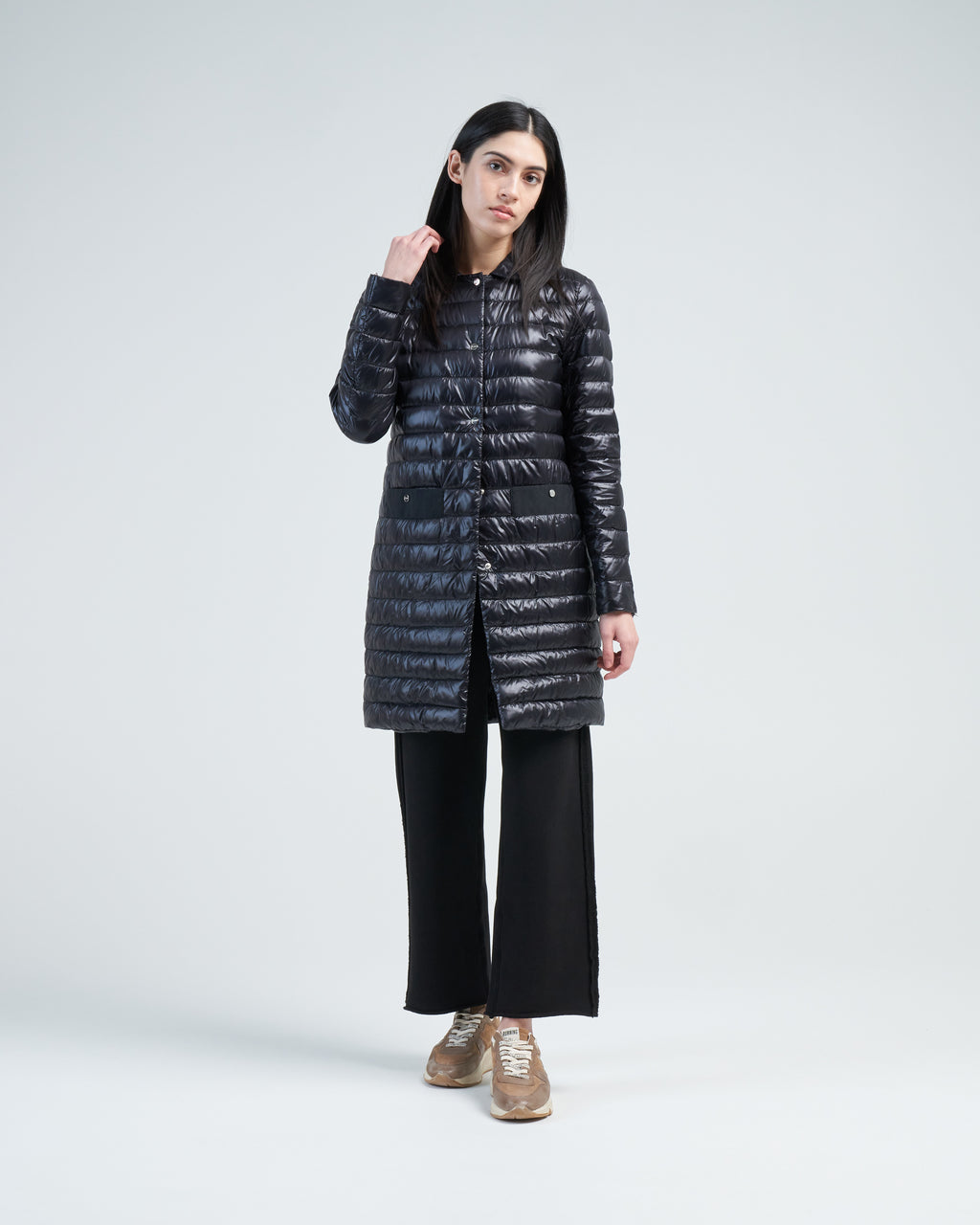 Herno Nylon Ultralight Midi Snap Front Jacket 9300 Black – scarpa