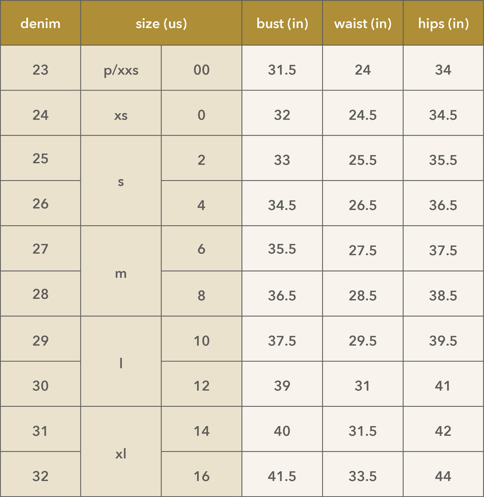 denim size guide – scarpa