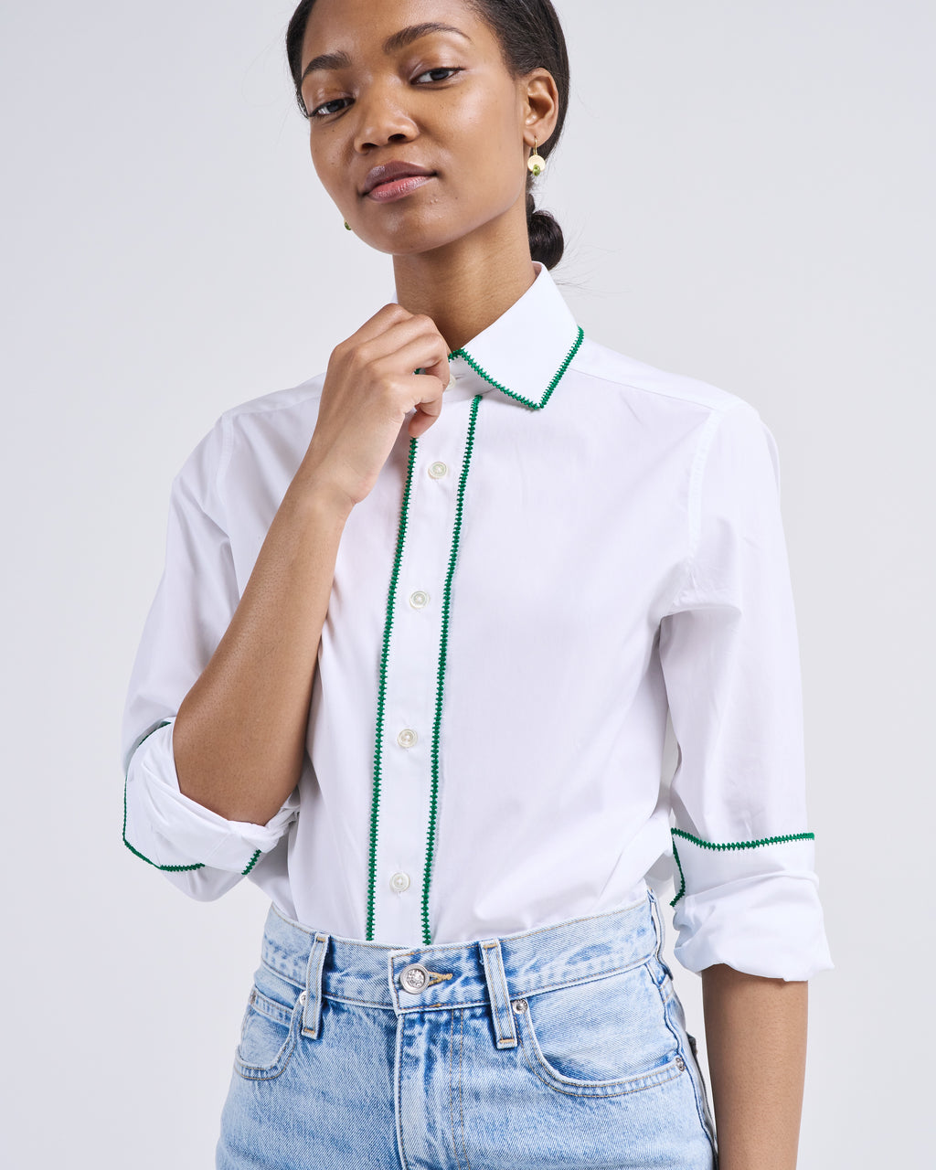 Sebline Stitch Embroidered Work Shirt White – scarpa