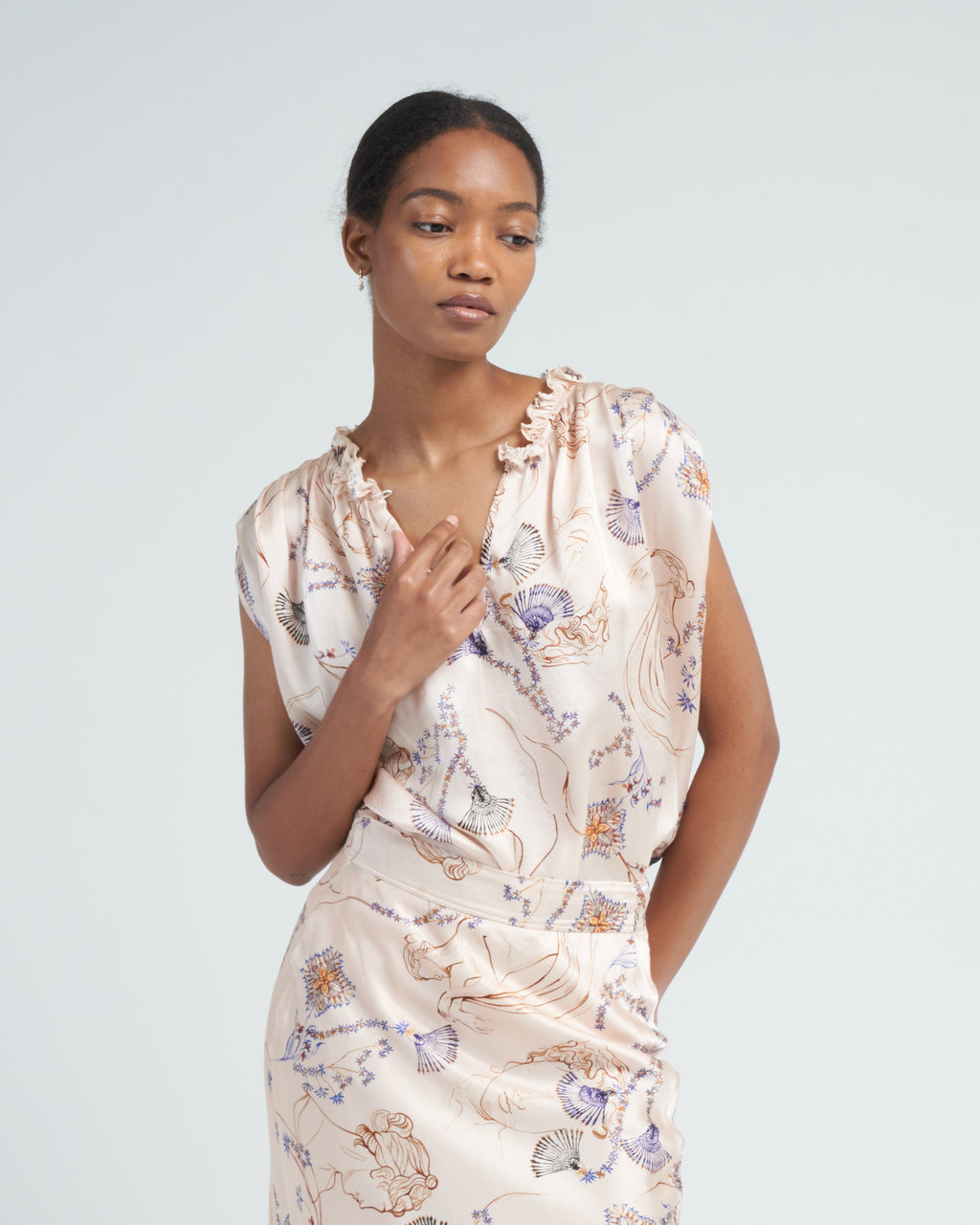 Forte Forte Musa Print Silk Satin Tank Top Ivory – scarpa