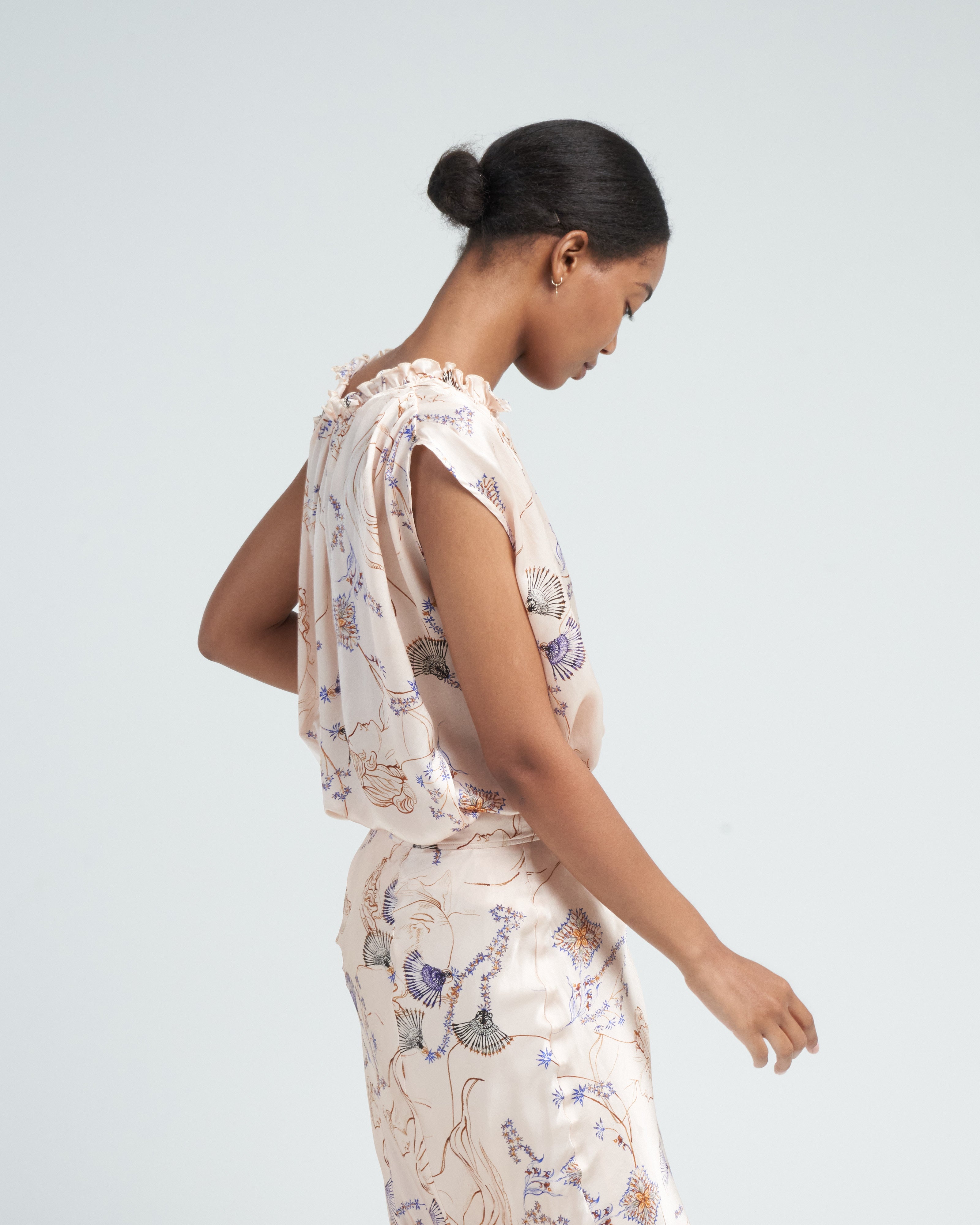 Forte Forte Musa Print Silk Satin Tank Top Ivory – scarpa