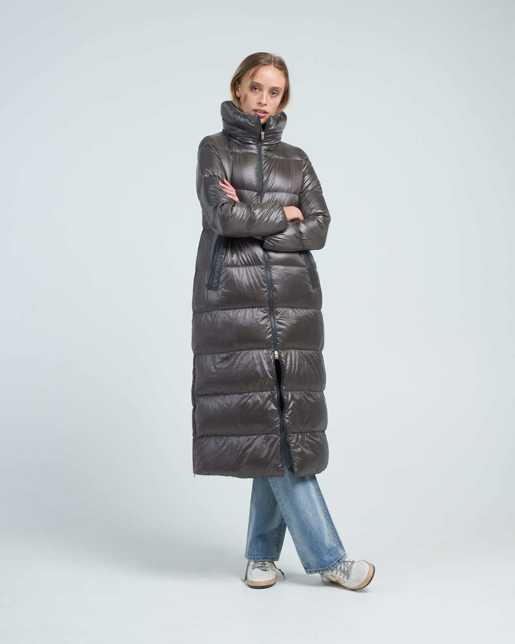 Herno Nylon Ultralight Maxi Coat Charcoal – scarpa