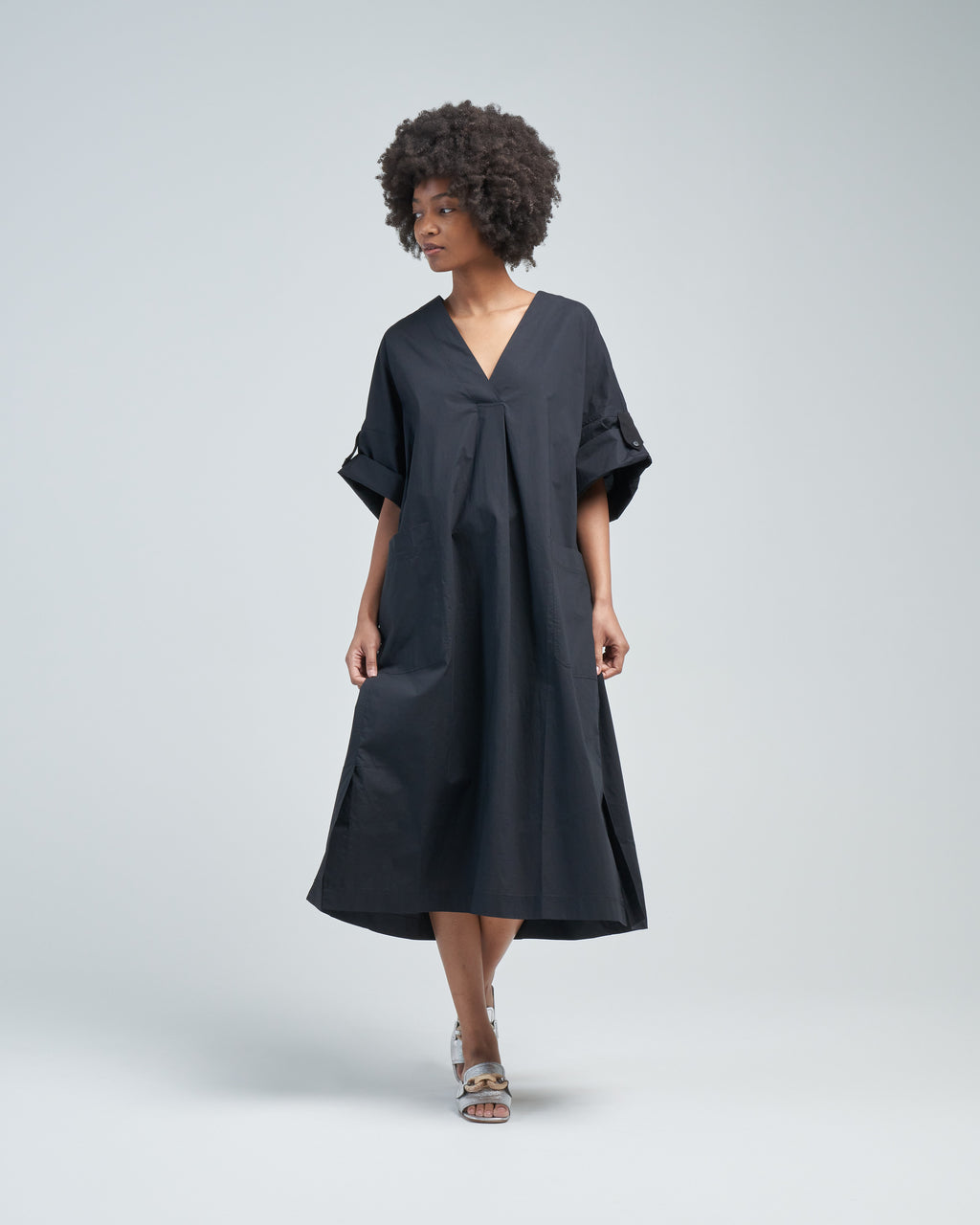 Lee Mathews Poplin Oversized Tee Dress Black – scarpa