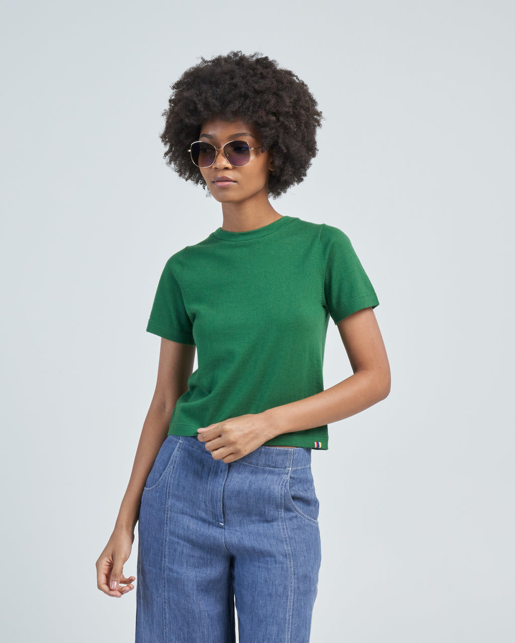 Extreme Cashmere Cotton Cashmere Cropped Tee Weed – scarpa